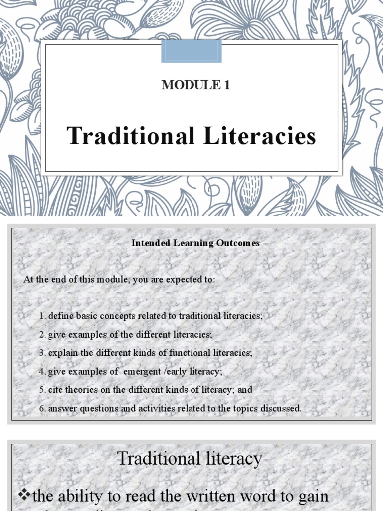 MODULE 1-Traditional Literacies | PDF | Literacy | Vocabulary