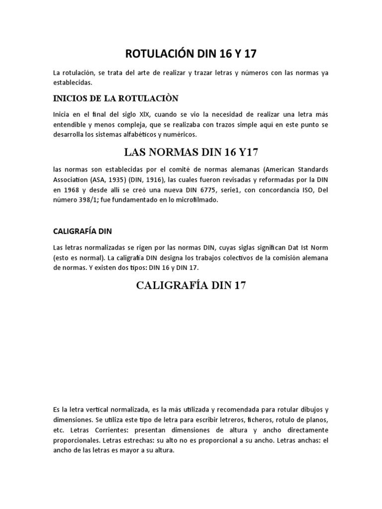 Rotulación Din 16 y 17 | PDF