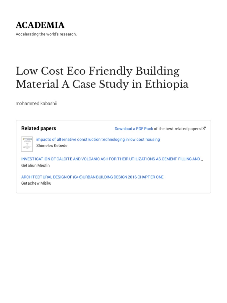 Low Cost Eco Friendly Building Material A Case Study in Ethiopia With ...