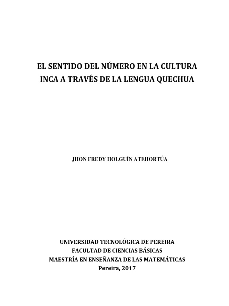 Sentido Numérico Inca y Quechua | PDF | Imperio Inca | Gottlob Frege