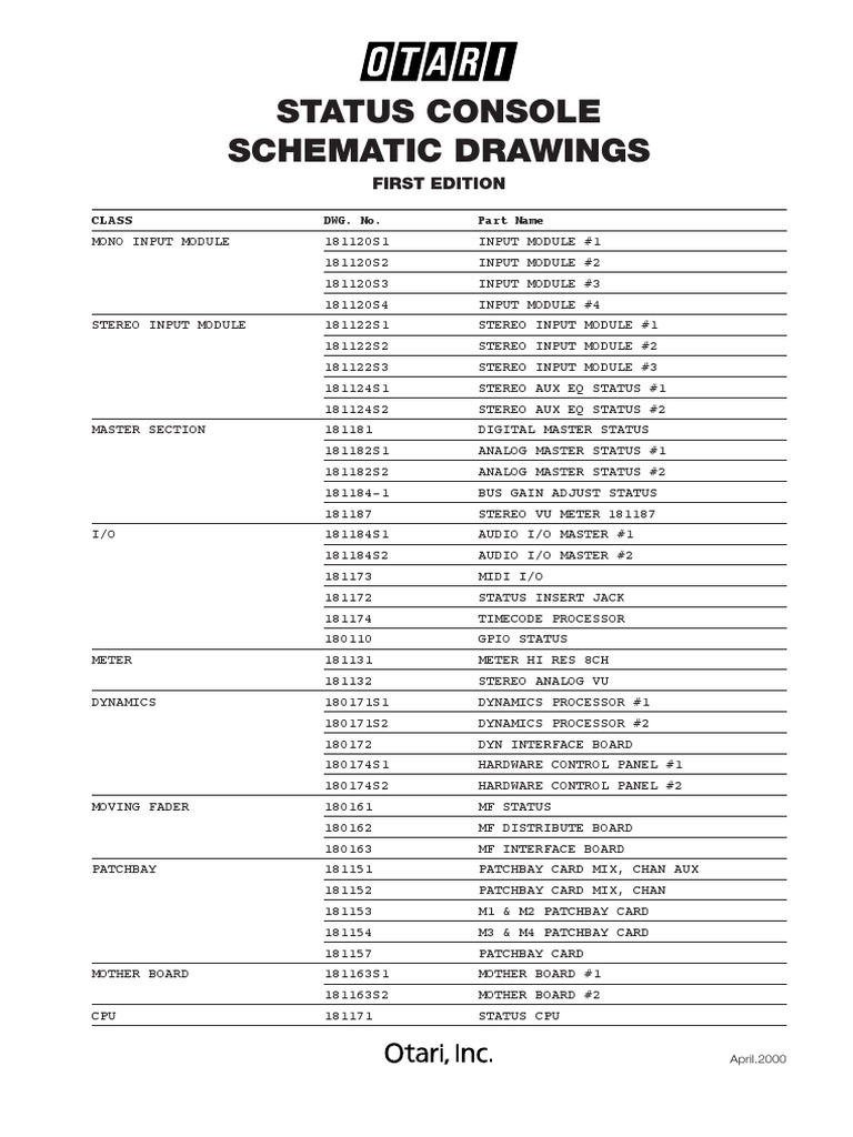 Otari Schematic | PDF | Electronics | Computer Hardware
