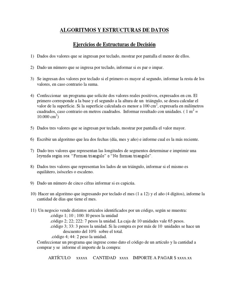 Ejercicios de Estructura Decisión | PDF | Triángulo
