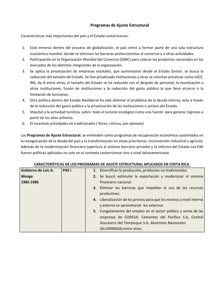 Programas de Ajuste Estructural 2 | PDF | Ajuste estructural | Pobreza