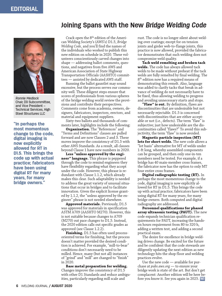 AWS D1.5 2020 Changes | PDF | Welding | Construction