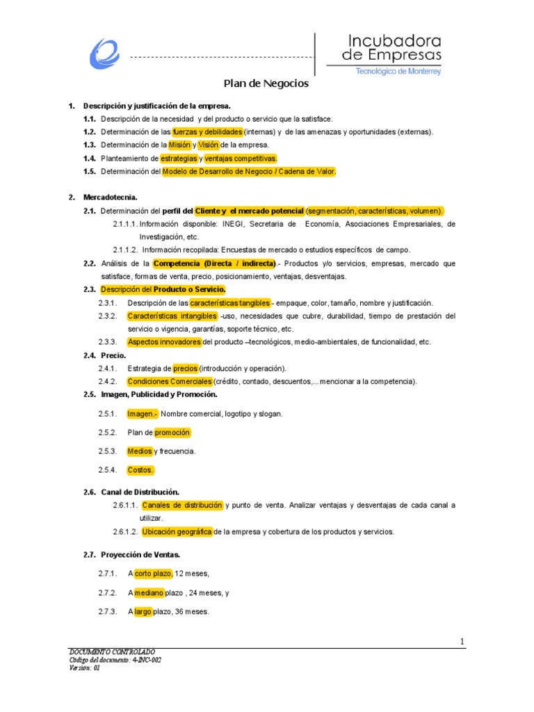 Ejemplo de Plan de Negocios PDF | PDF | Producto (Negocio) | Business