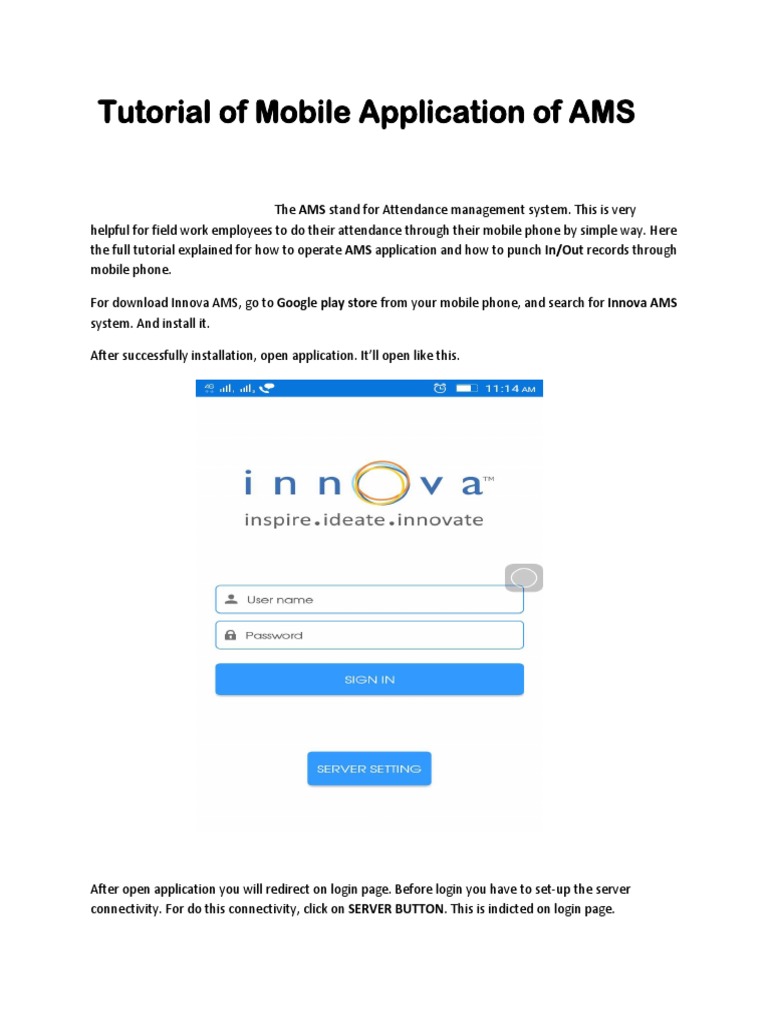 Tutorial of Mobile Application of AMS | Download Free PDF | Login ...