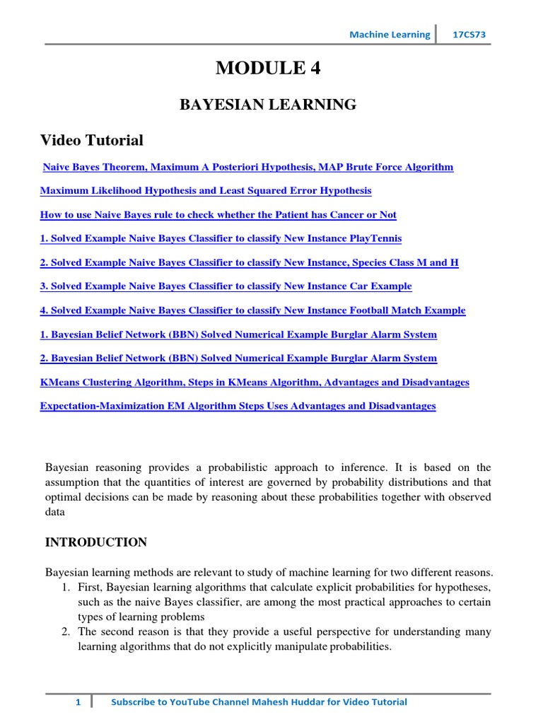 Bayesian Learning Video Tutorial | PDF | Bayesian Network | Bayesian Inference
