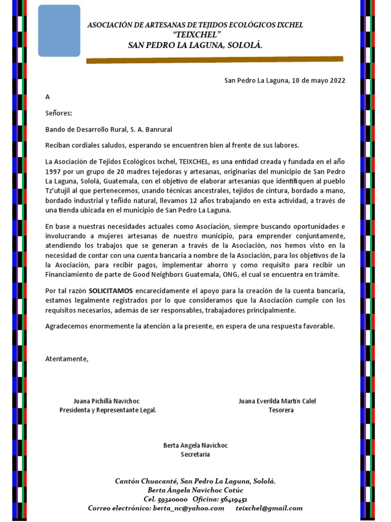 Carta SOLICITUD Cta. Bancaria | PDF | Guatemala