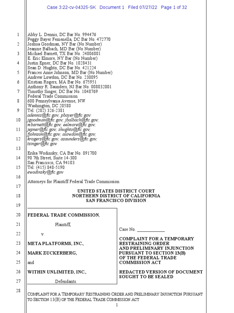 FTC Vs Meta On Within | PDF | Virtual Reality | Federal Trade Commission