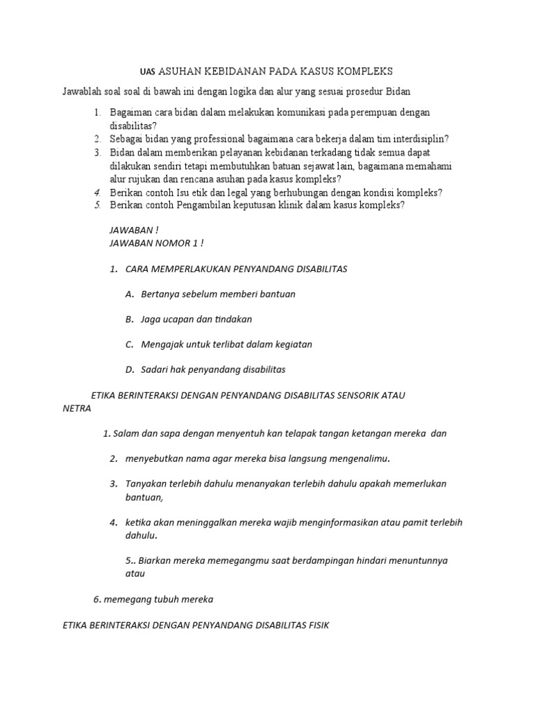 Soal Uas Askeb Kompleks | PDF