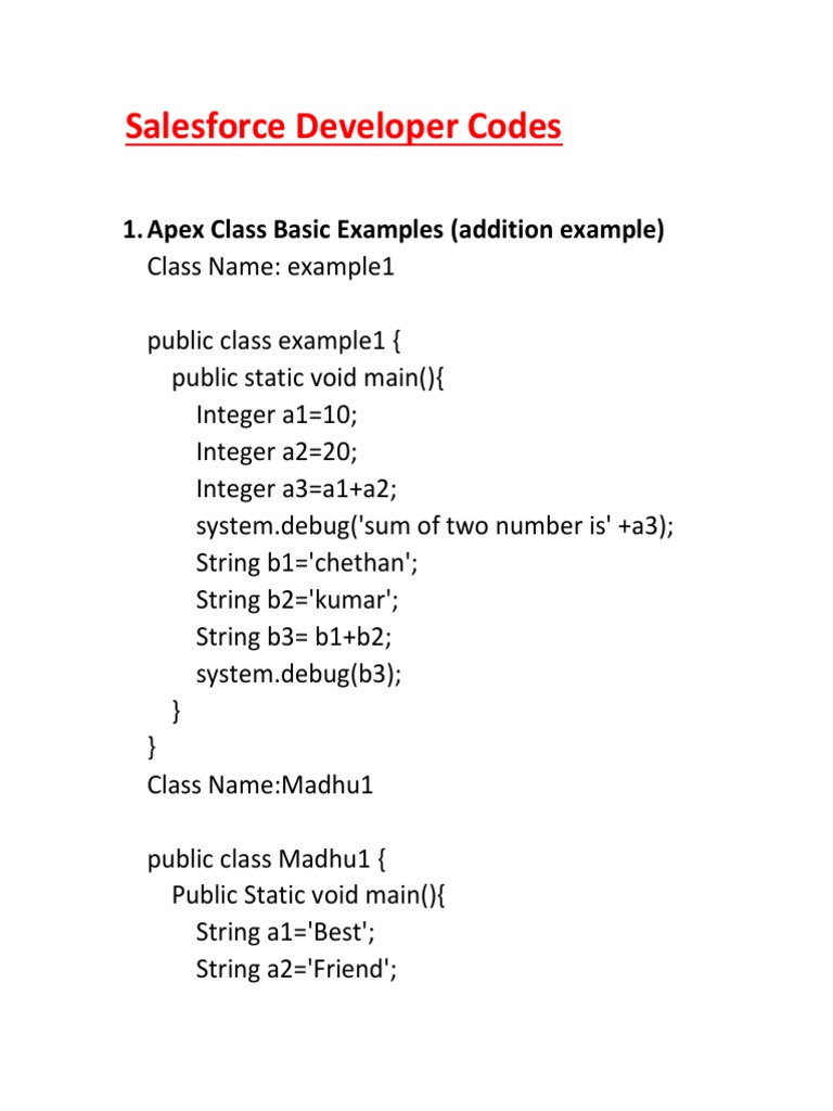 Salesforce Developer Codes Apex Class and Trigger Examples | PDF ...