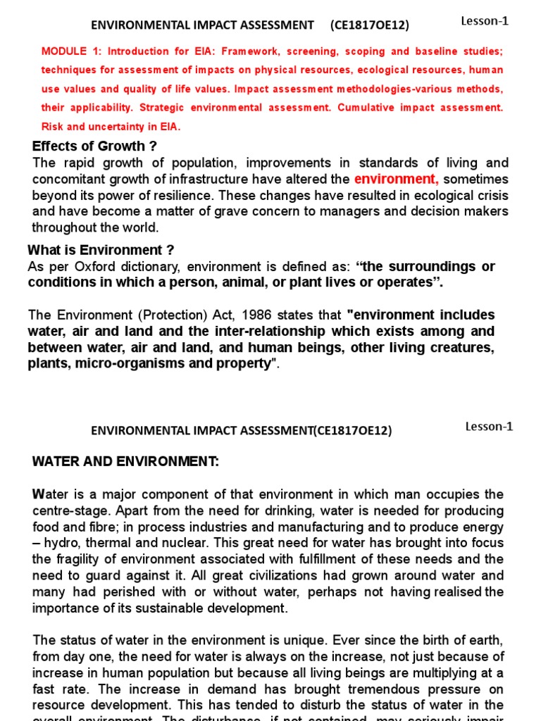 Mod 1 Eia Basics | PDF | Environmental Impact Assessment | Natural ...