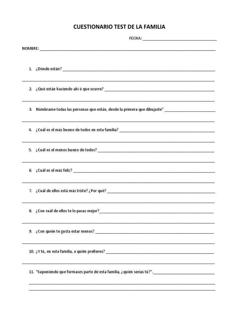Cuestionario Test de La Familia | PDF | Ajedrez