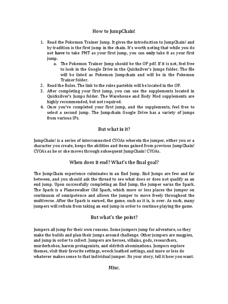 How To JumpChain! | PDF