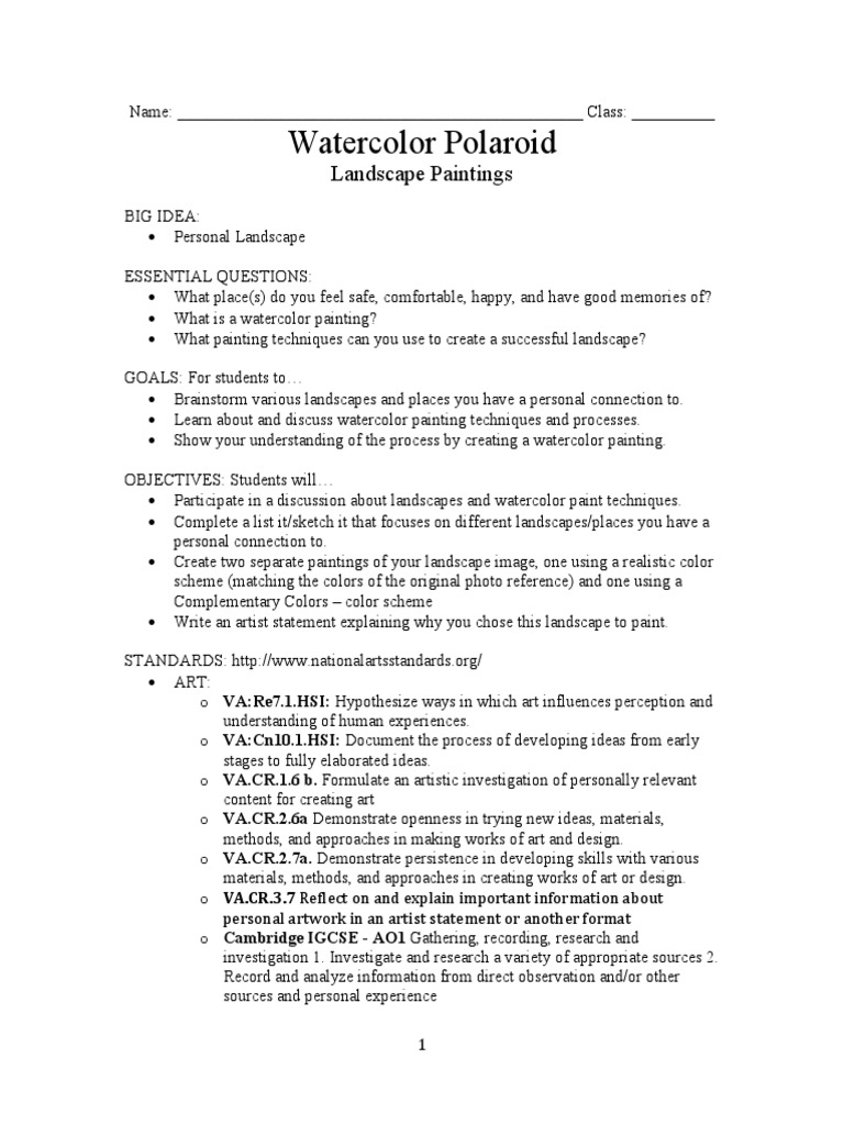 Watercolor Polaroid: Landscape Paintings | PDF | Paintings | Color