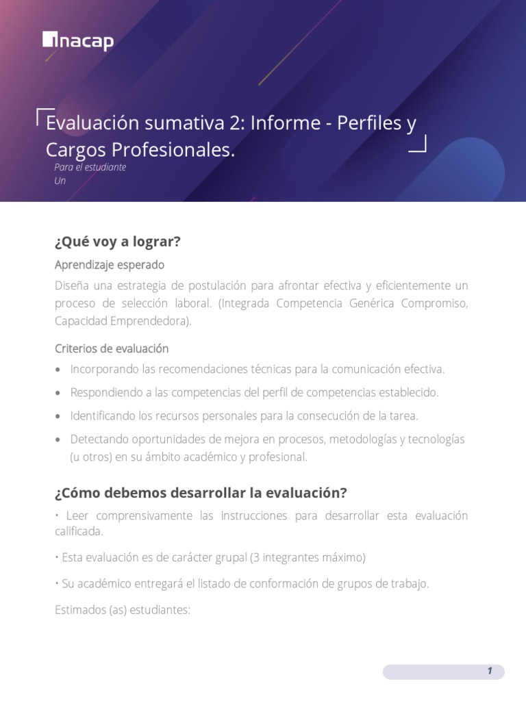 Evaluación Sumativa 2 (Grupal) | Descargar gratis PDF | Evaluación | Plan de estudios