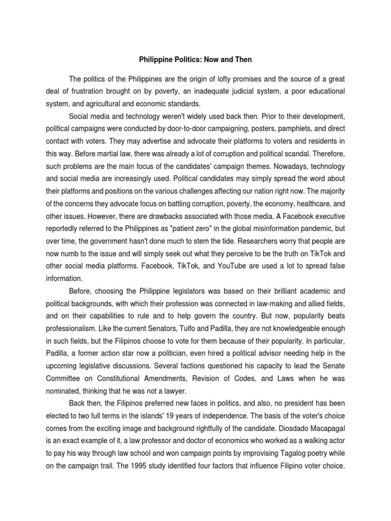 Evolution of Philippine Politics Today | PDF | Voting | Social Media