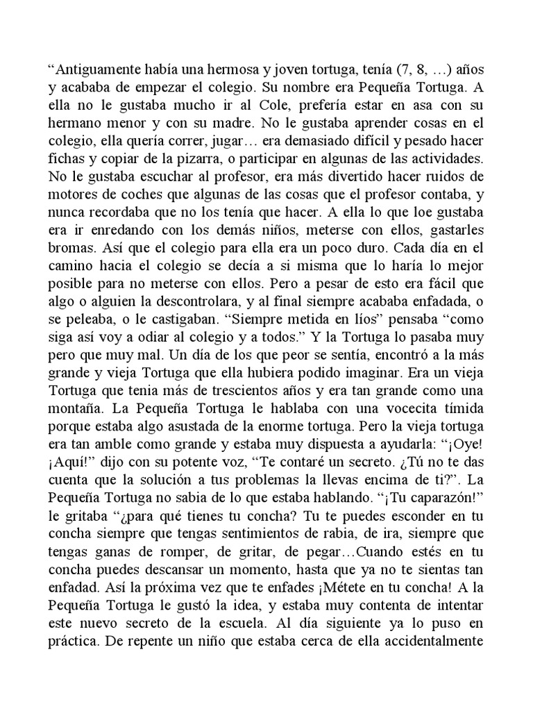 Cuento de La Tortuga | PDF