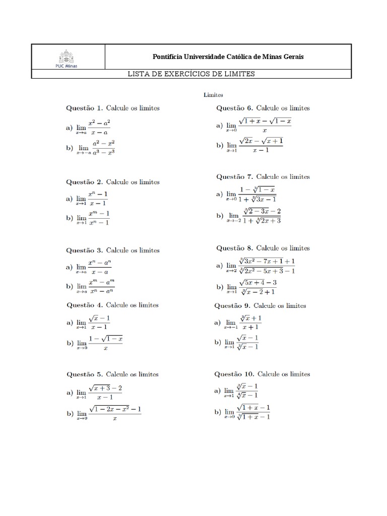 Lista de Limites | PDF