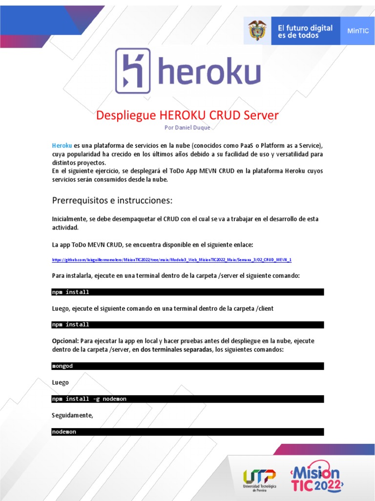 Despliegue CRUD MEVN en Heroku | PDF | Computación en la nube | Interfaz de línea de comando