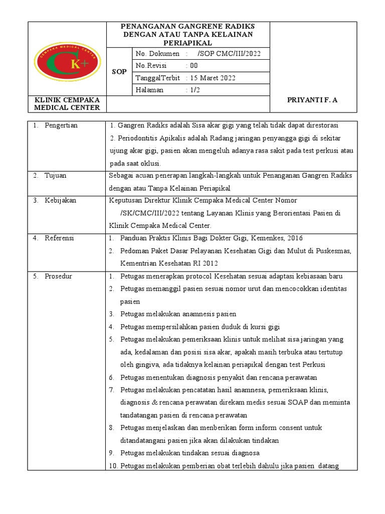 Sop-Penanganan Gangren Radiks | PDF