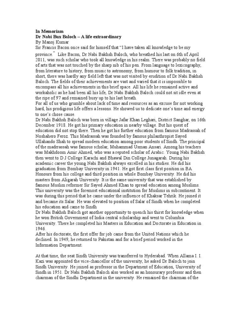 Dr Baloch Pdf Sindh Languages
