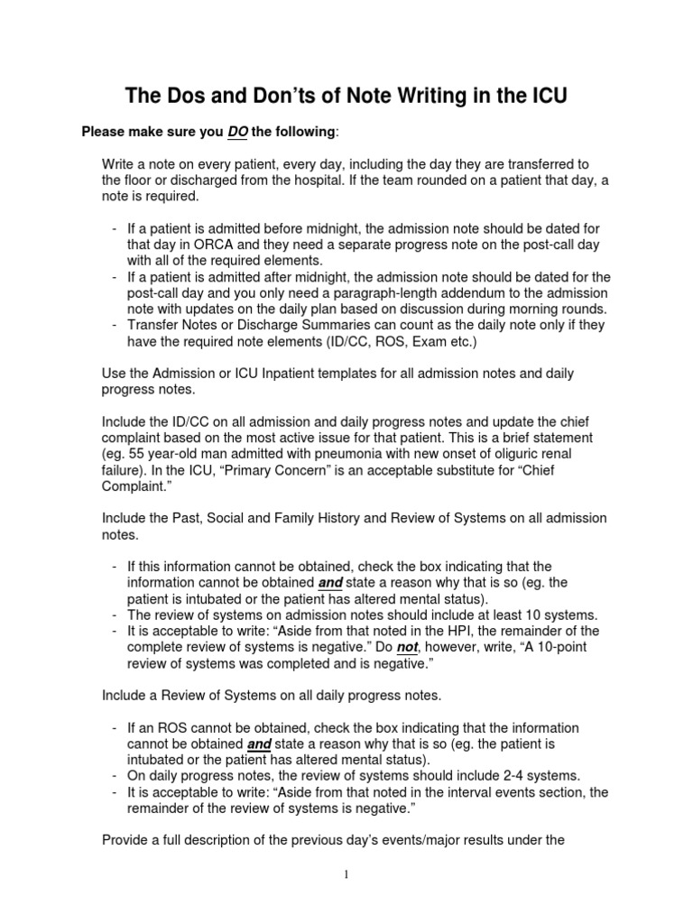 ICU Note Writing Guidelines | Download Free PDF | Sepsis | Patient