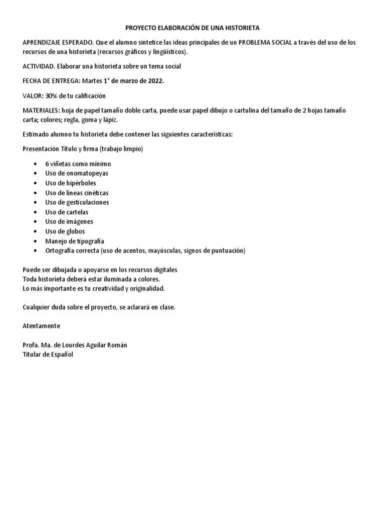 Proyecto Historieta | PDF