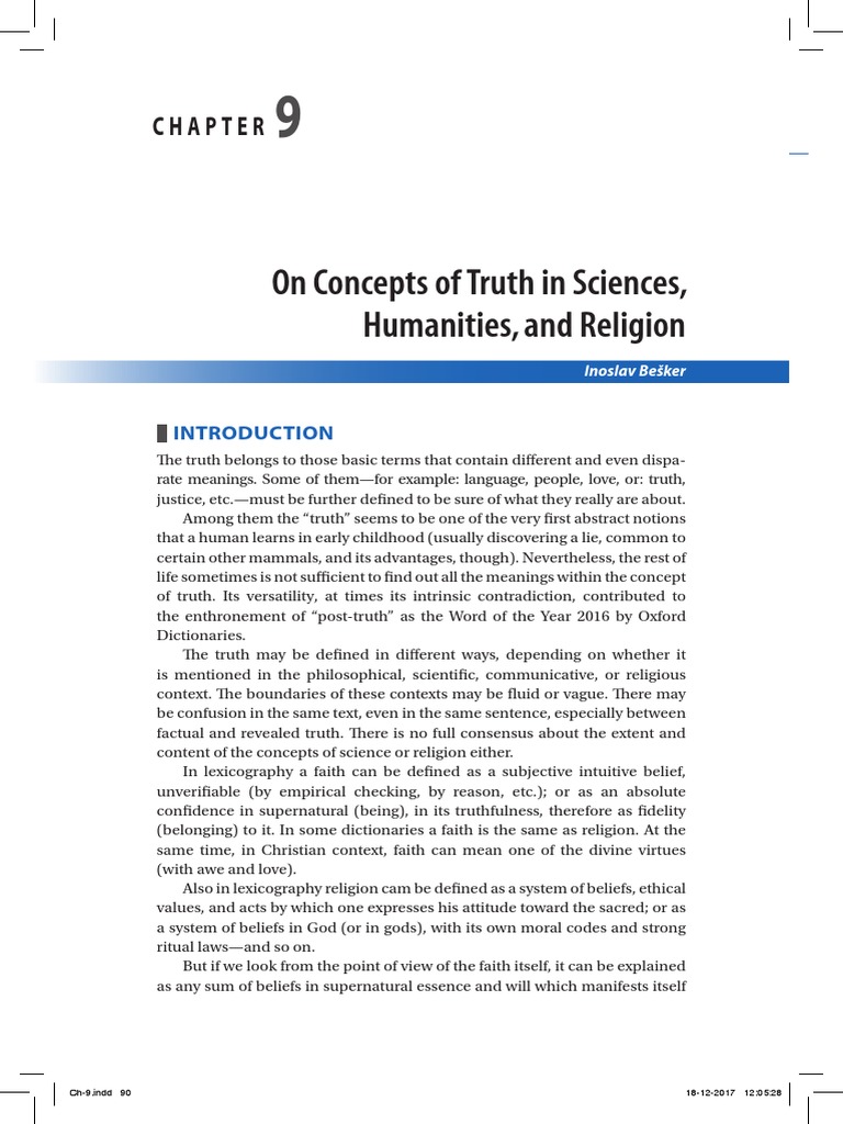 On Concepts of Truth in Sciences, Humanities, and Religion | Download ...