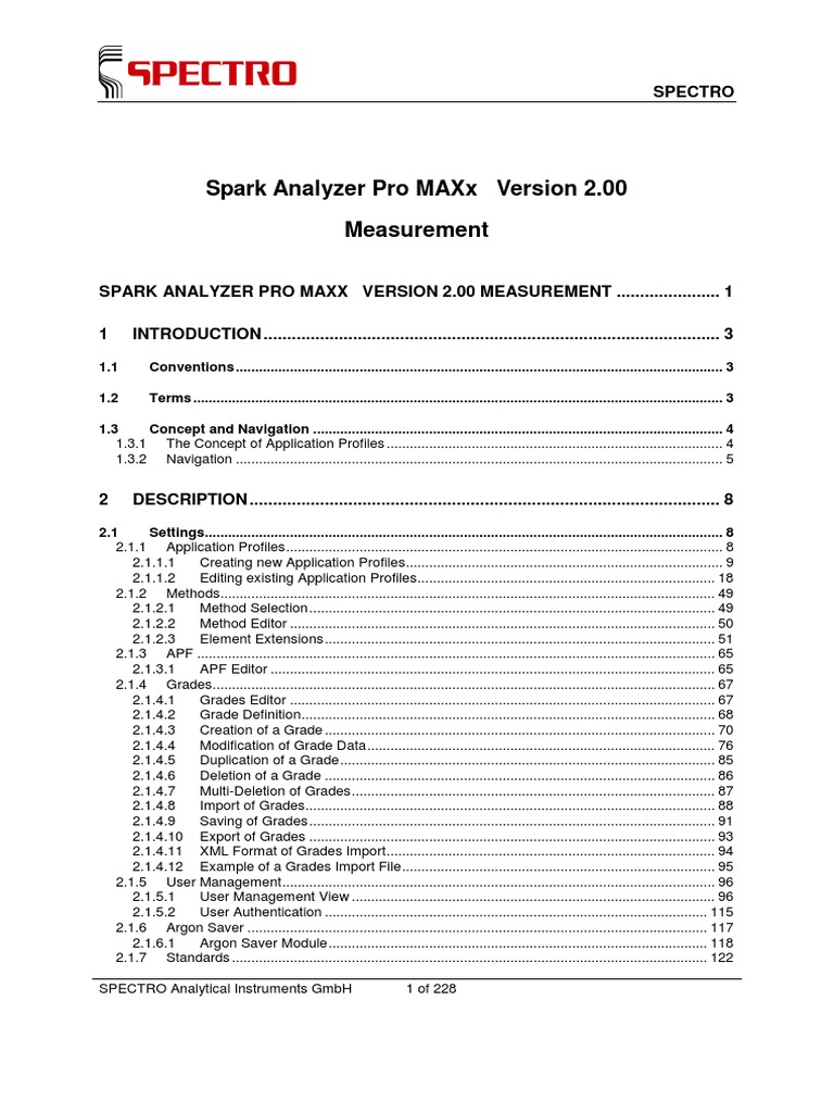 Software Spark Analyzer Pro Maxx Version 2000 | PDF | Button (Computing ...