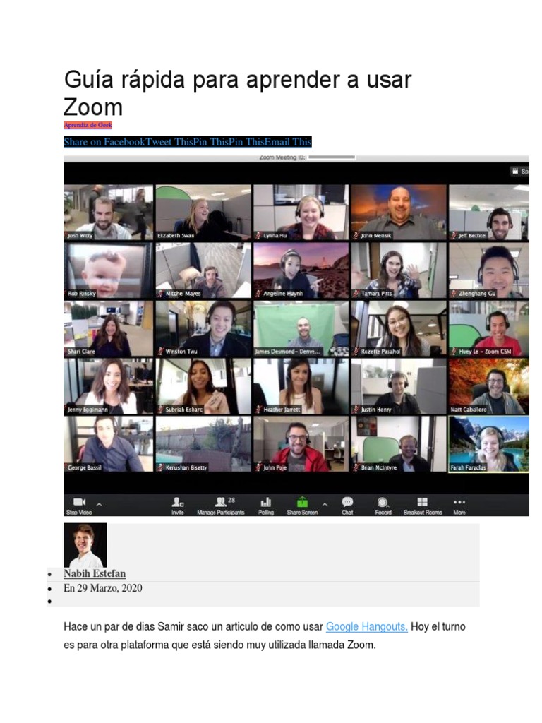 Guía Rápida para Aprender A Usar Zoom | PDF | Chat en linea | Videotelefonía