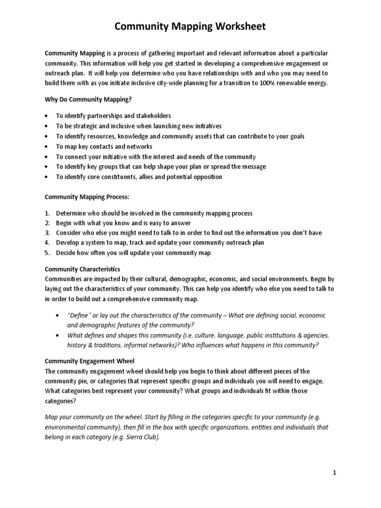 Community Mapping Worksheet | PDF