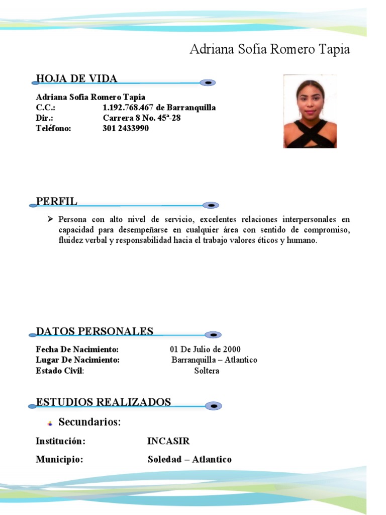Hoja de Vida de Adriana Romero Tapia | PDF