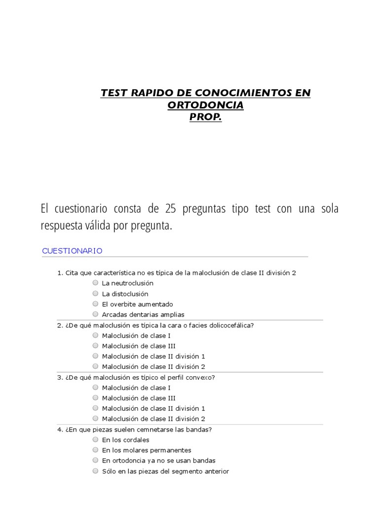 Test 2 Ort | PDF | Ortodoncia | Boca