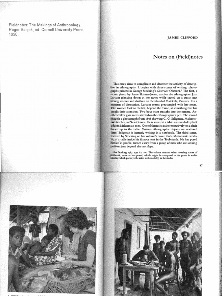 Notes On (Field) Notes: Fieldnotes: The Makings of Anthropology. Roger ...