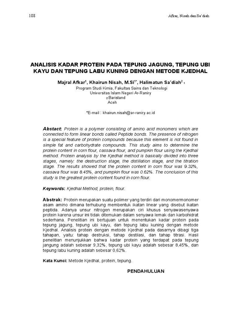 Analisis Kadar Protein Tepung Jagung | PDF