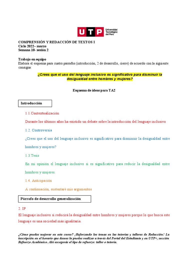 S10.s2-Esquema para TA2 | PDF