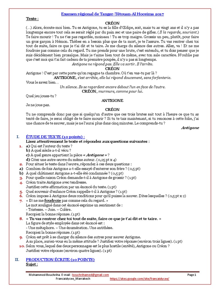 Analyse d'Antigone : Créon et ses dilemmes | PDF