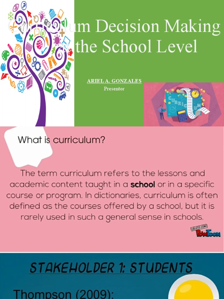 Curriculum Decision Making at The School Level: Ariel A. Gonzales | PDF ...