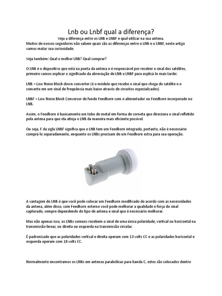LNB Ou LNBF Qual A Diferença | PDF