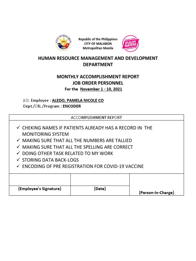 Human Resource Management and Development Department Monthly ...