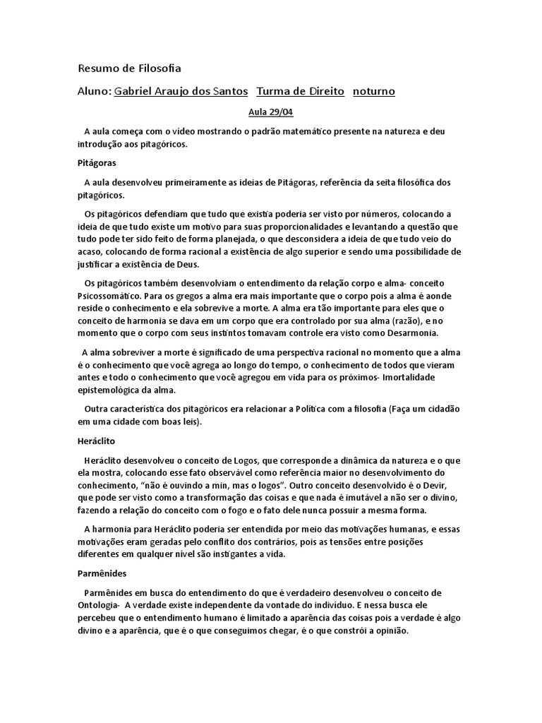Resumo de Filosofia | PDF | Platão | Sócrates