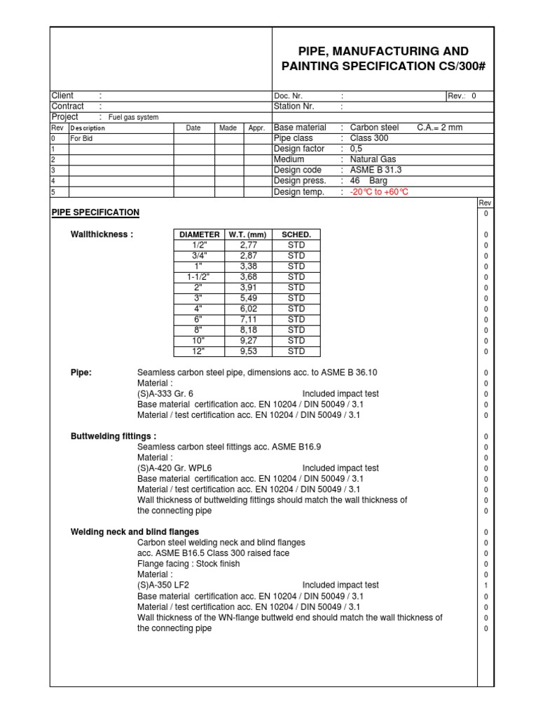 Gas Pipeline Spec | PDF | Pipe (Fluid Conveyance) | Industries