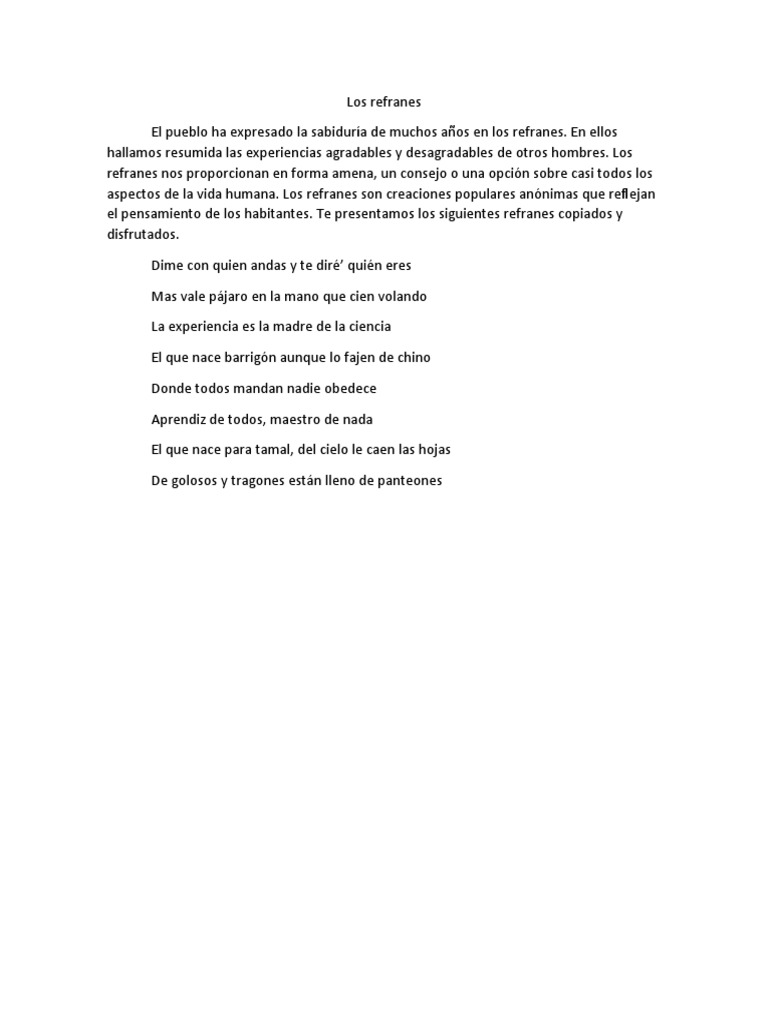 Los Refranes | PDF