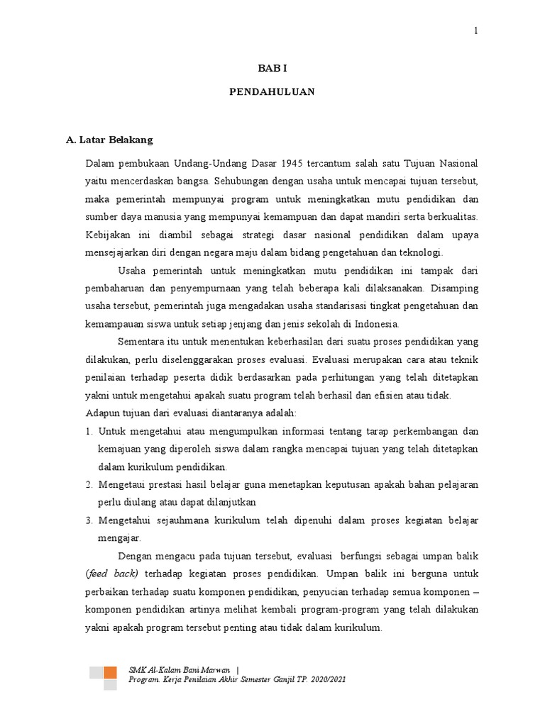 Program Kerja PAS Ganjil | PDF