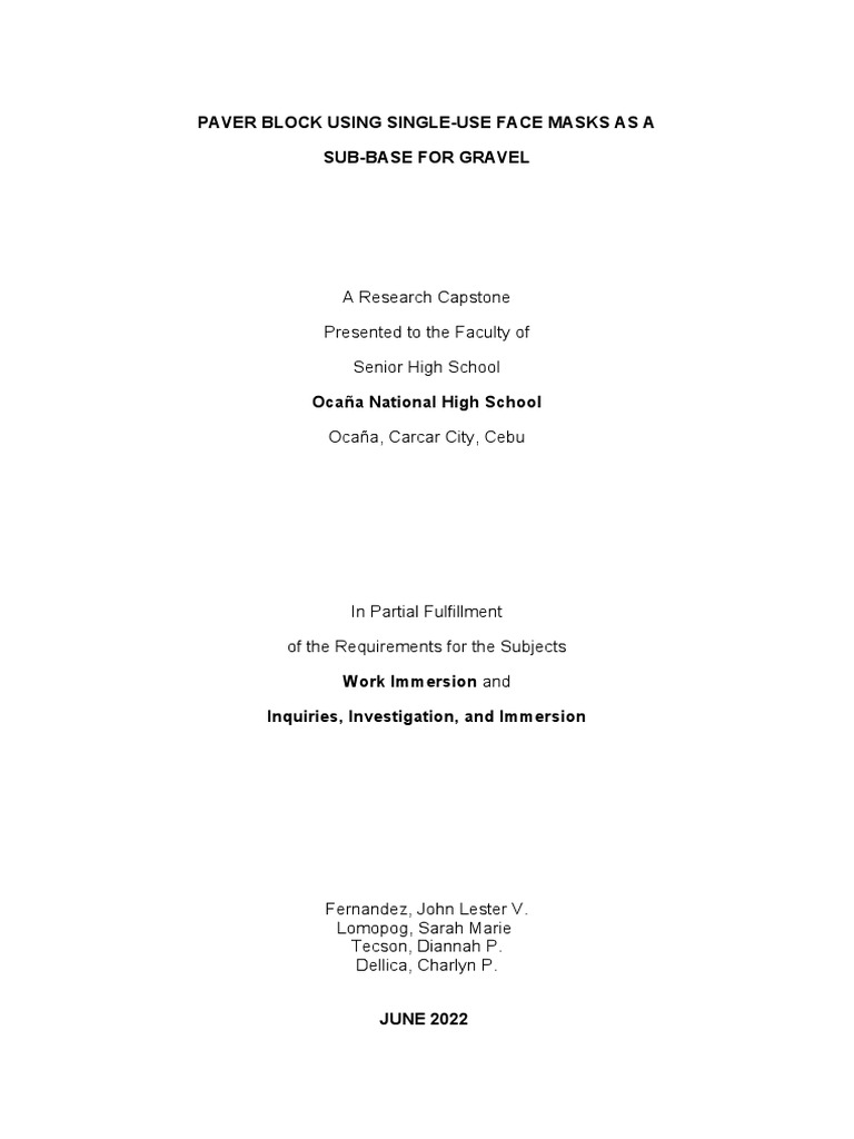Capstone Preliminaries | PDF | Waste | Concrete