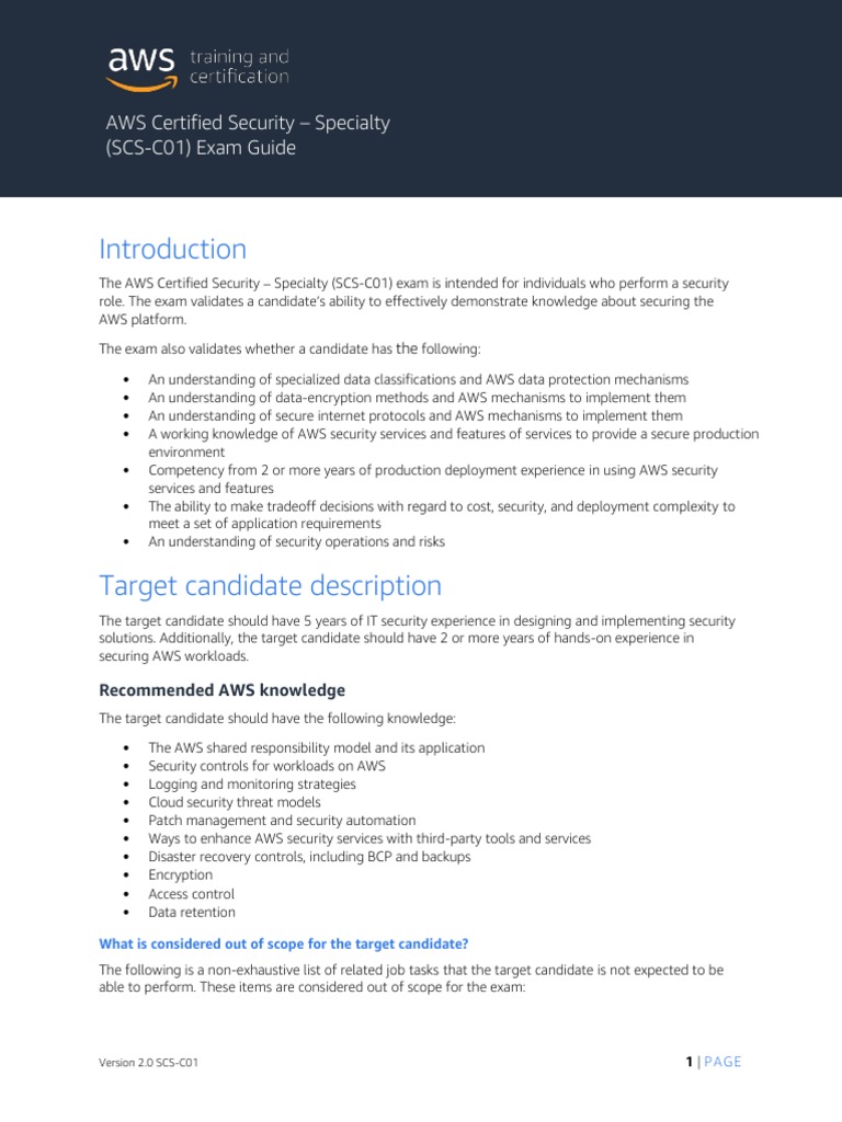 AWS Certified Security Specialty - Exam Guide | PDF | Test (Assessment ...