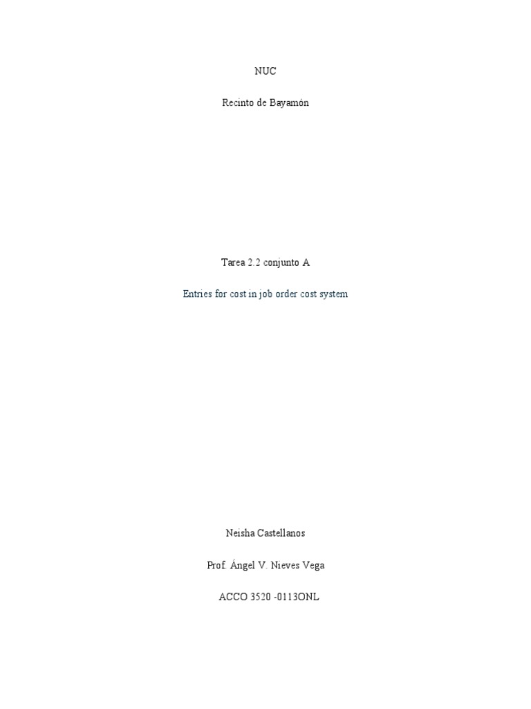 Acco 3520 Tarea 2.2 Conjunto A | PDF | Expense | Cost Of Goods Sold