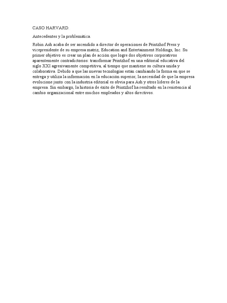 Caso Harvard #2 | PDF