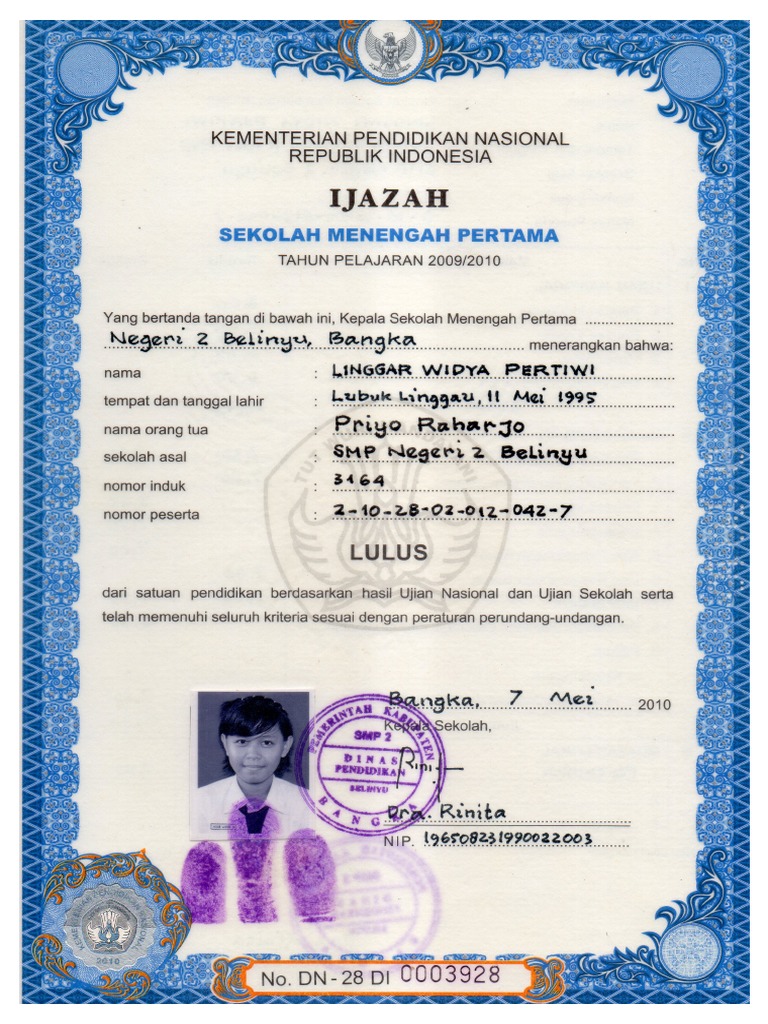IJAZAH SMP | PDF